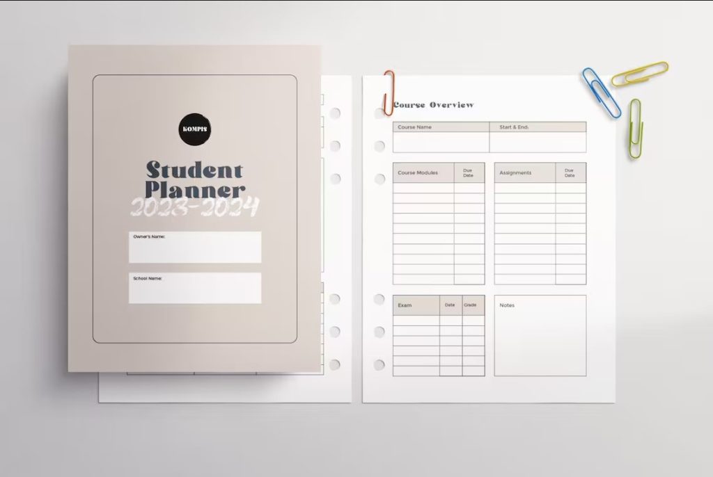 Academic Student Planner 2023-2024 Workbook - Planner Inserts 4 sizes ...