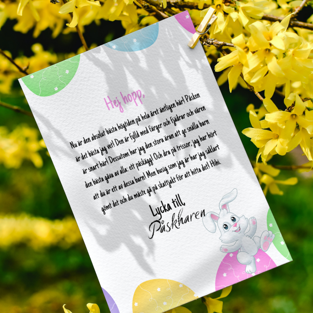 Påsk - kort - skattjakt - påskhare - Revilo