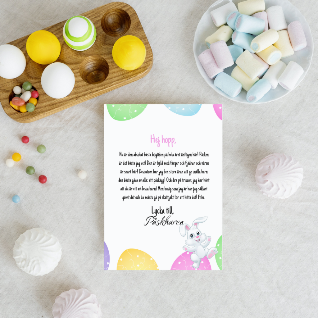 Påsk - kort - skattjakt - påskhare - Revilo