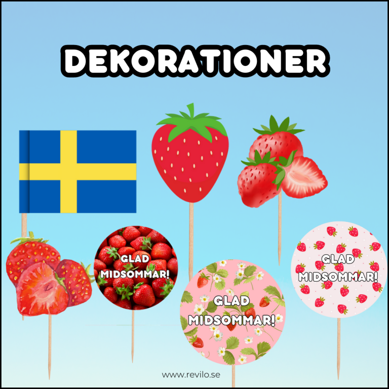Midsommar - dekorationskit (Tema: jordgubb) - Revilo