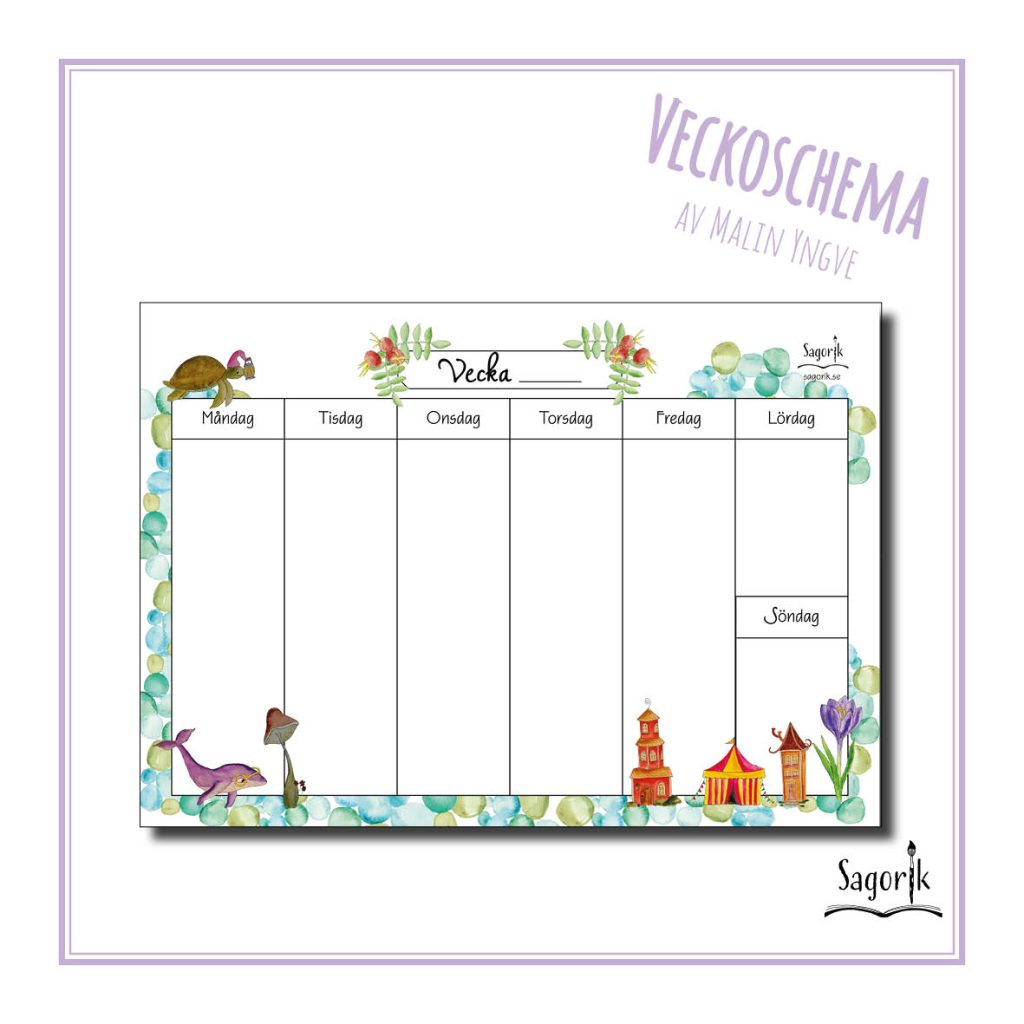 Veckoschema med turkosa bubblor - Revilo